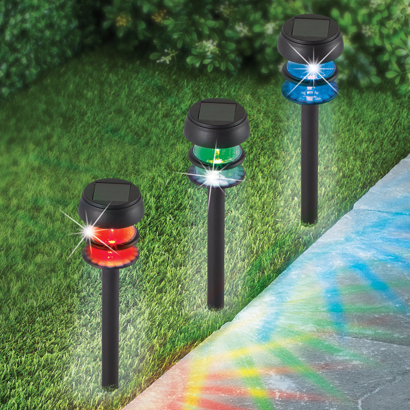 Winston Brands LED Lighted Color-Changing Solar Powered Pathlights - Set of 3 | Wayfair
